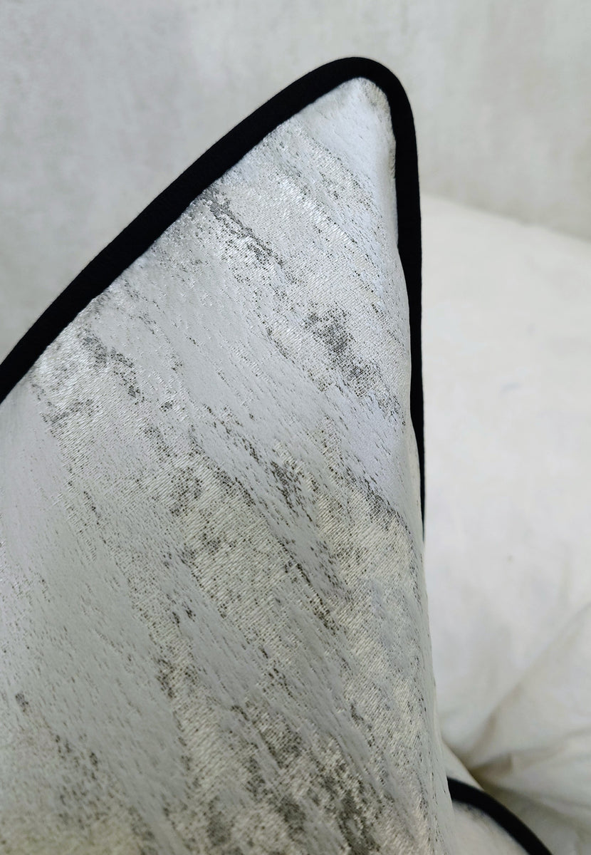 Silver Abstract Black Satin Piped Luxury Cushion Cover – Perfect ...