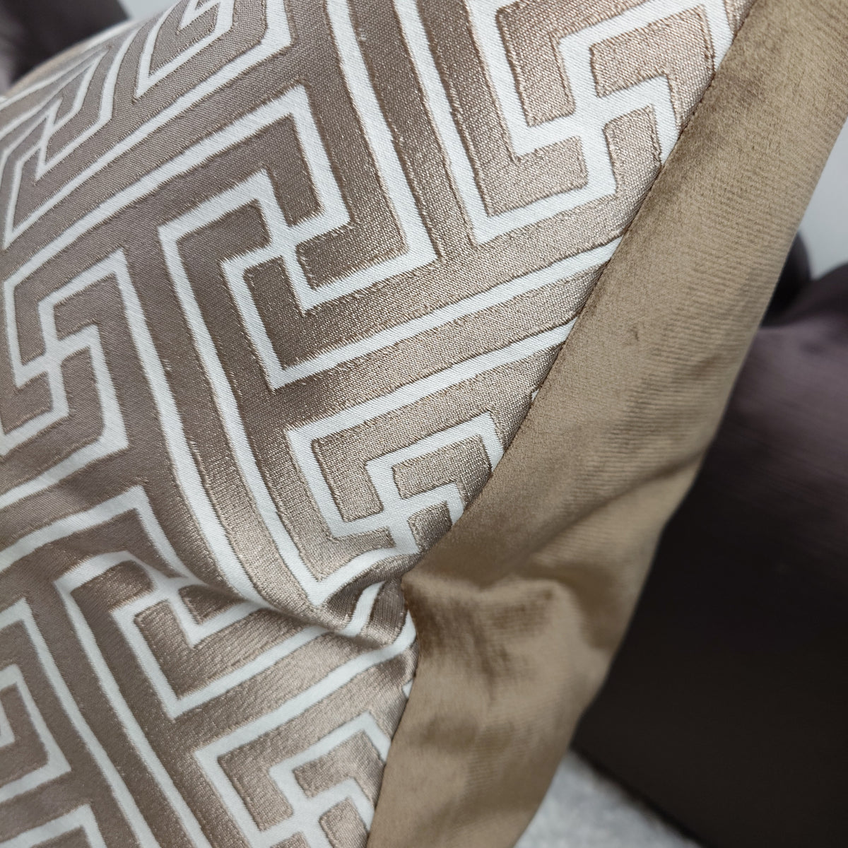 Greek Key in Linen Brown Cushion Cover – Perfect Cushions UK